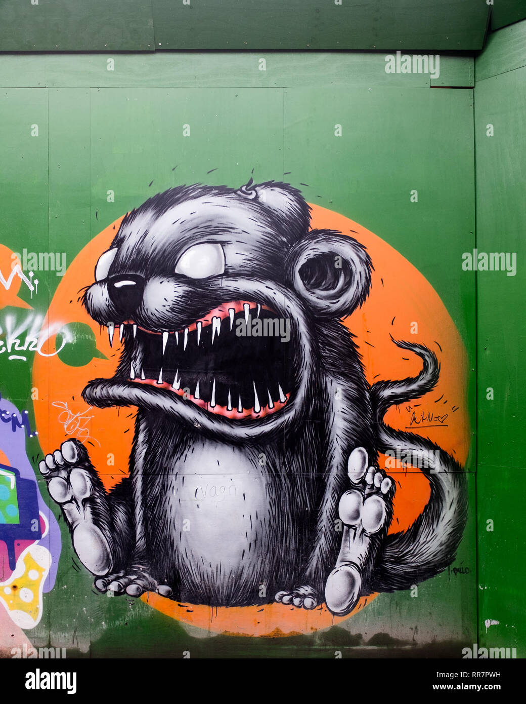 A colourful piece of street art graffiti in Copenhagen Denmark Europe ...