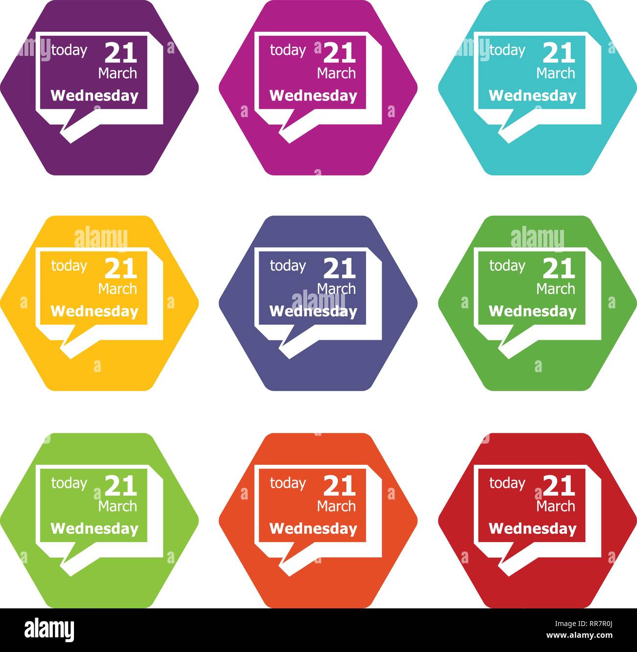 Wednesday calendar icons set 9 vector Stock Vector Image & Art - Alamy