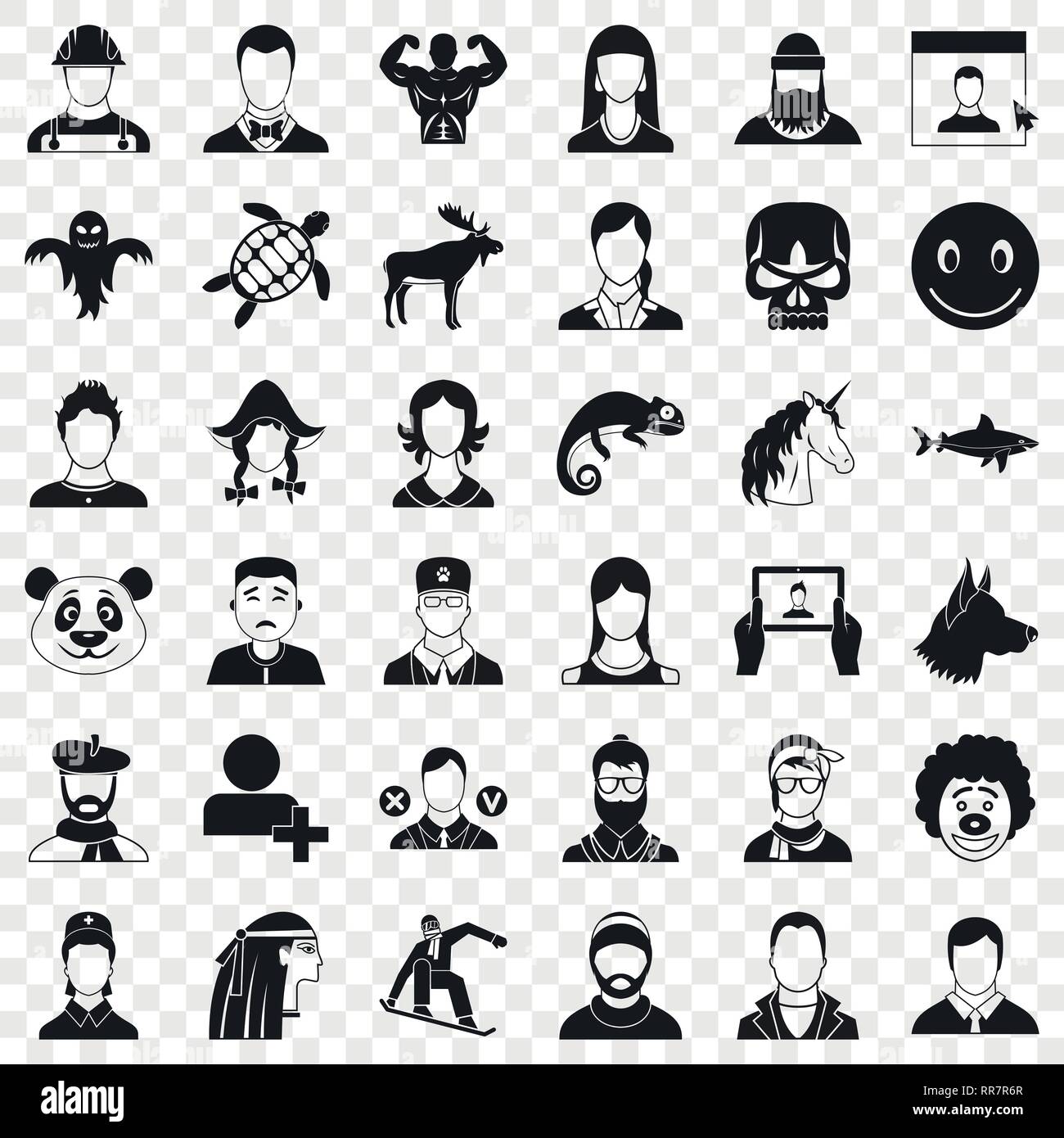 Avatar icons set, simple style Stock Vector Image & Art - Alamy