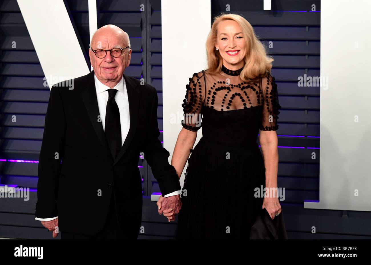 Rupert Murdoch and Jerry Hall attending the Vanity Fair Oscar Party ...