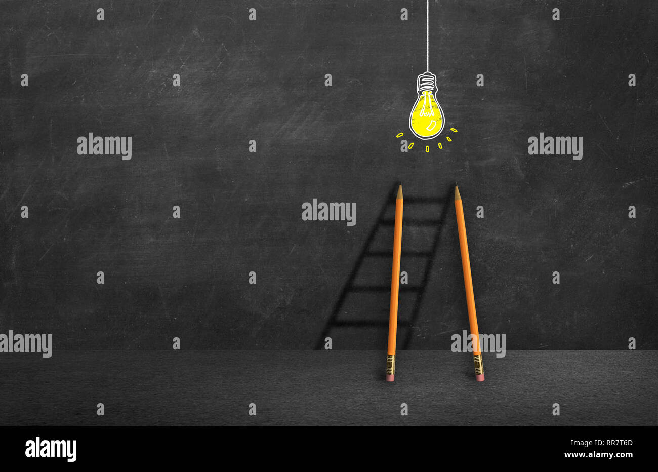 imagine success concept. stairs up to yellow idea bulb Stock Photo - Alamy