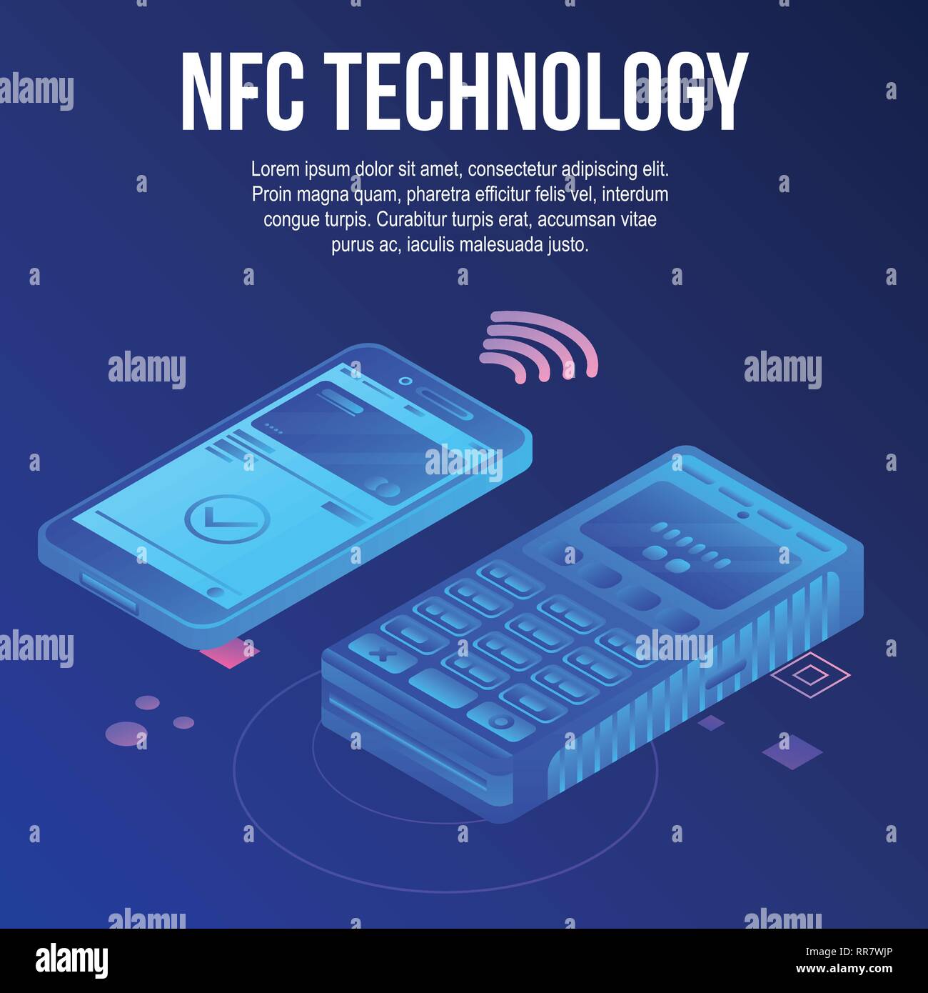 Nfc tehcnology concept background, isometric style Stock Vector Image ...