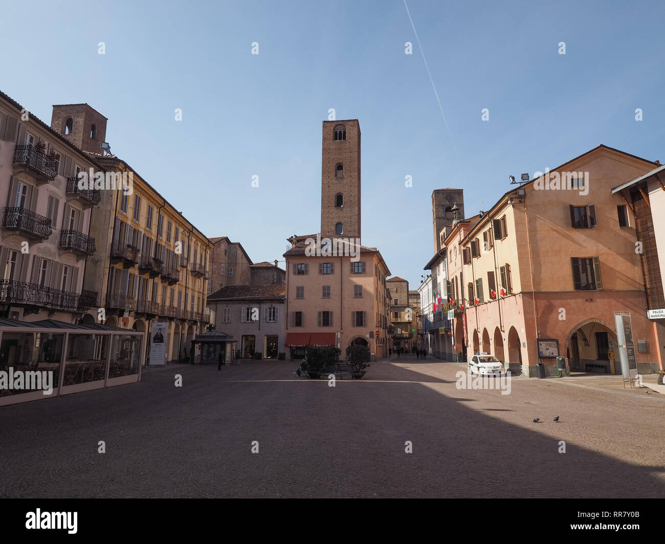 ALBA, ITALY - CIRCA FEBRUARY 2019: Piazza Risorgimento cathedral square ...