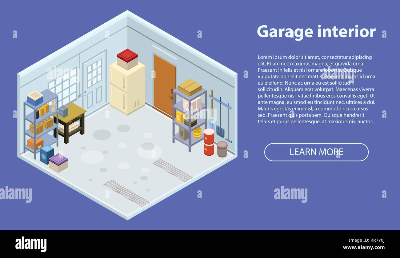 Garage interior banner, isometric style Stock Vector Image & Art - Alamy