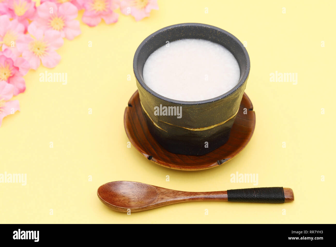 Drink of Japanese sweet alcohol drink made from sake lees (amazake ...