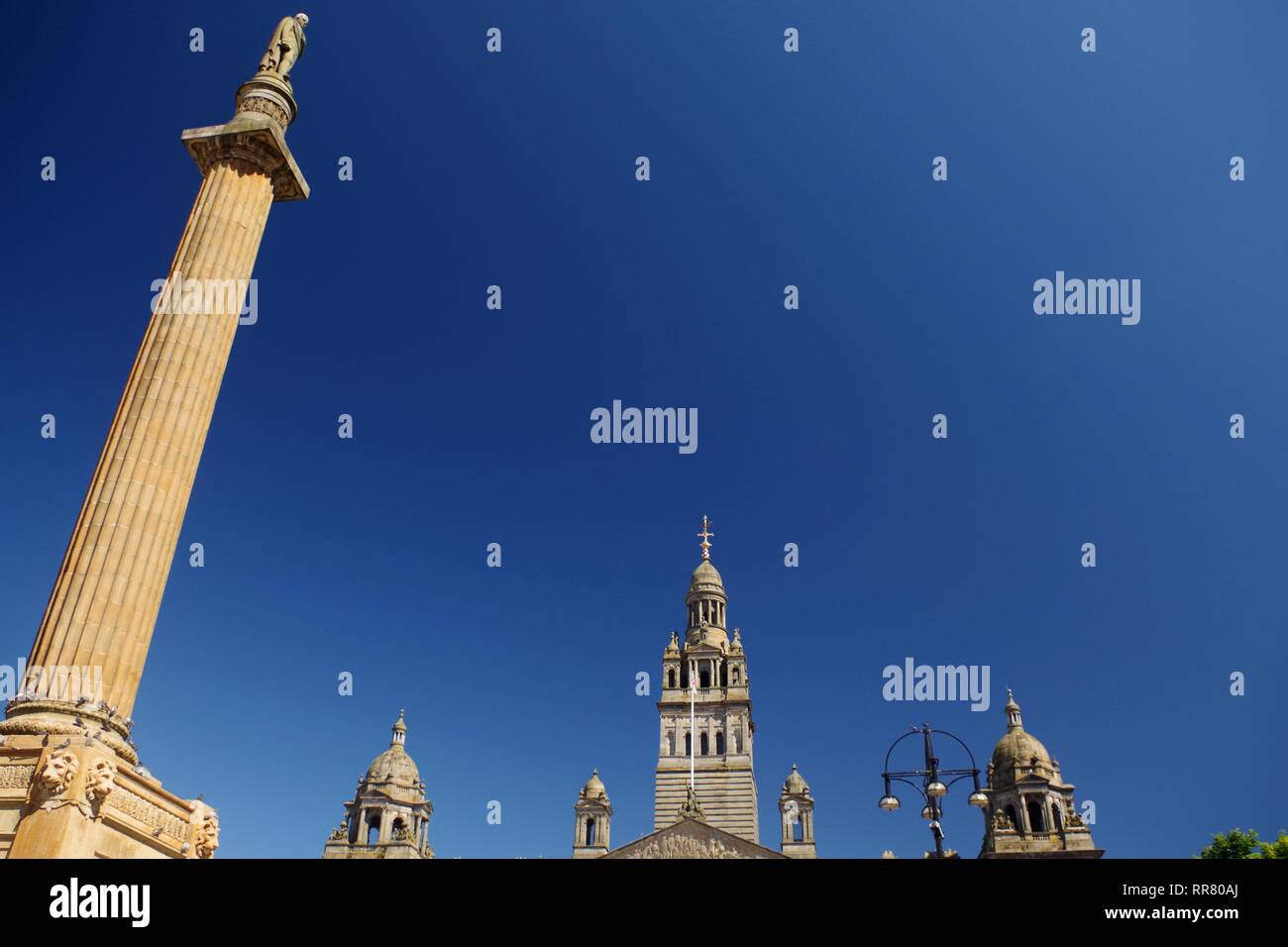 Sir Walter Scott Column Statue in George Square, Glasgow, Scotland, UK ...
