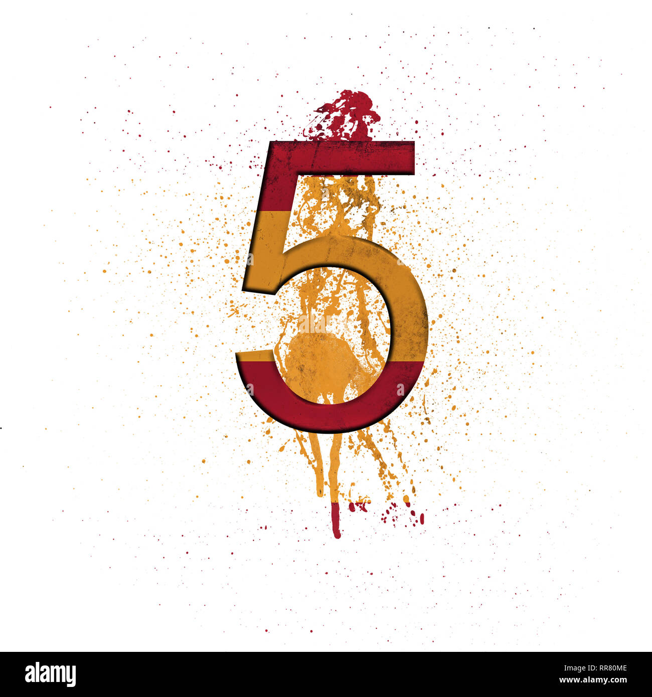 Number 5 watercolor splatter on isolated background . National Spain ...
