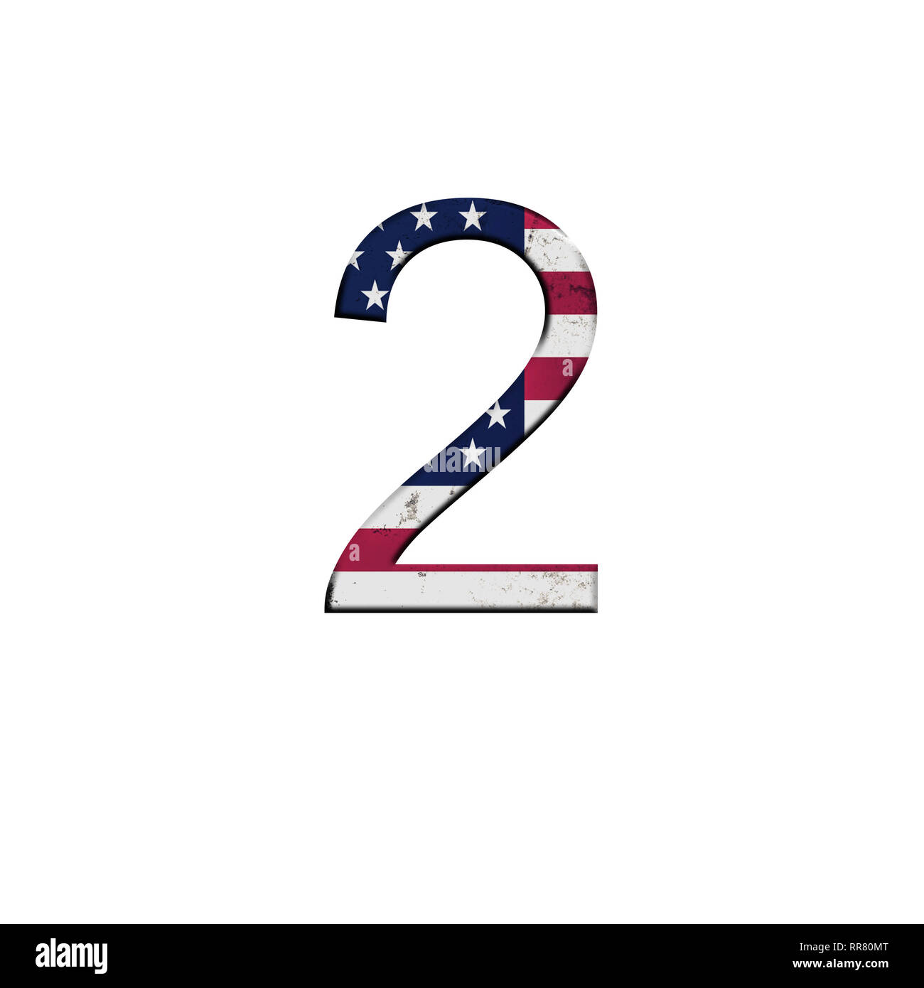 Number 2 on isolated background . National USA flag decoration alphabet ...