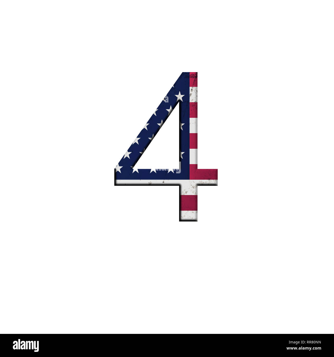 Number 4 on isolated white background . National USA flag decoration ...