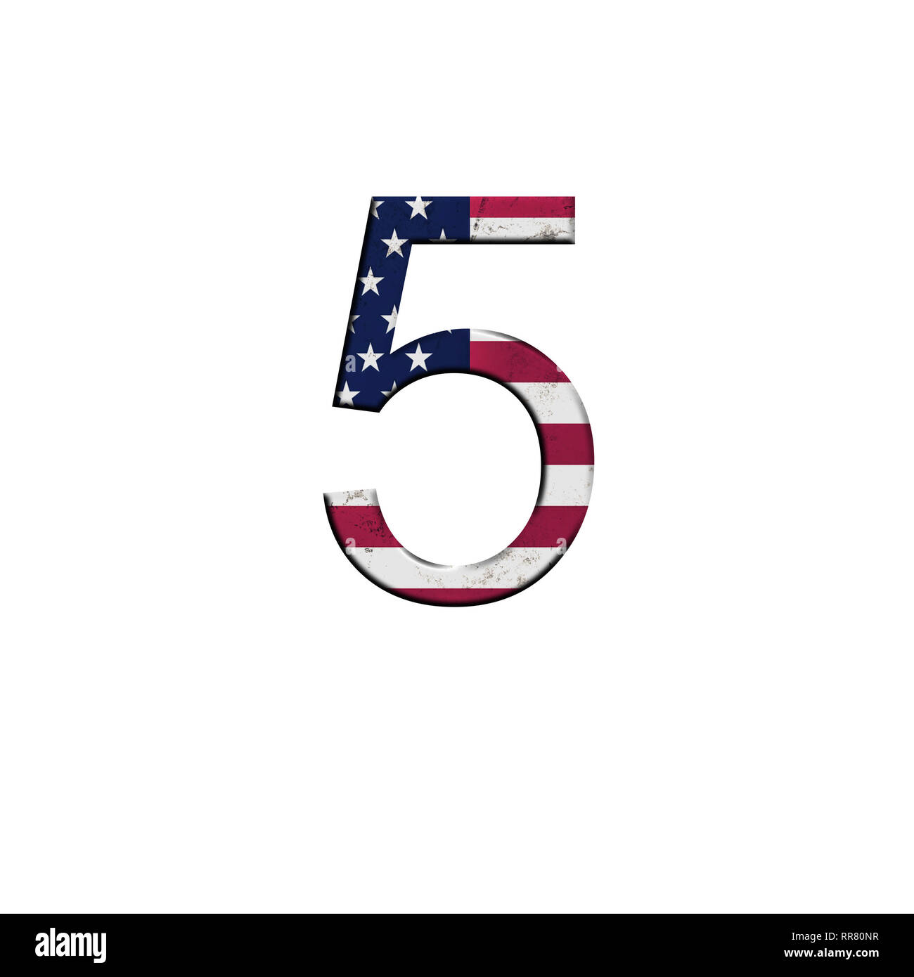 Number 5 on isolated white background . National USA flag decoration ...