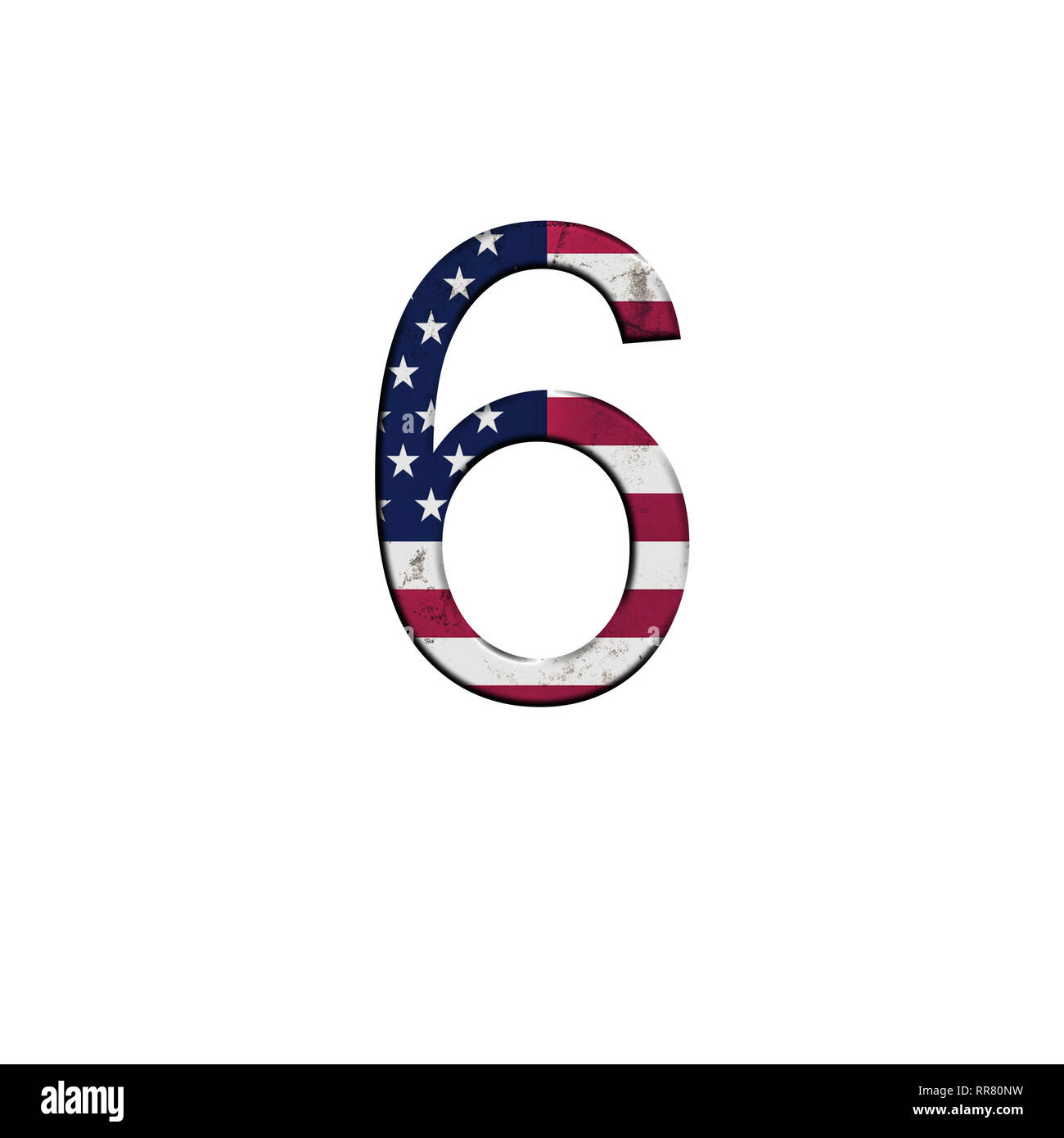 Number 6 on isolated white background . National USA flag decoration ...