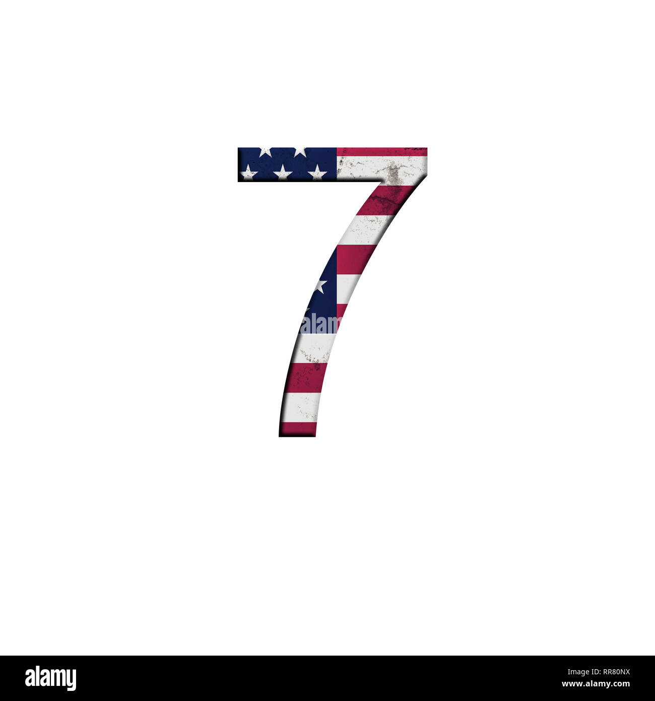 Number 7 on isolated white background . National flag decoration ...