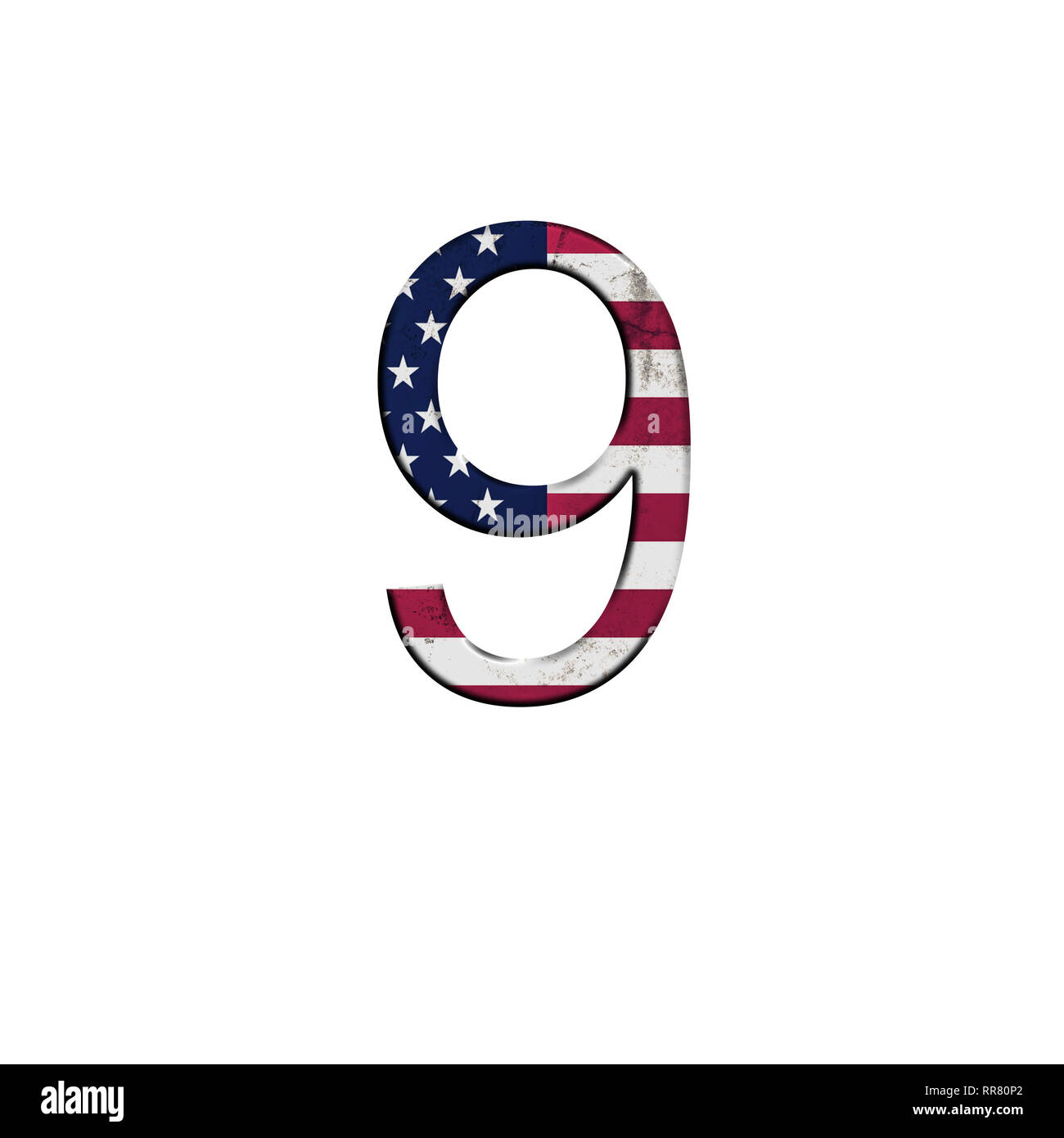 Number 9 on isolated white background . National flag decoration ...