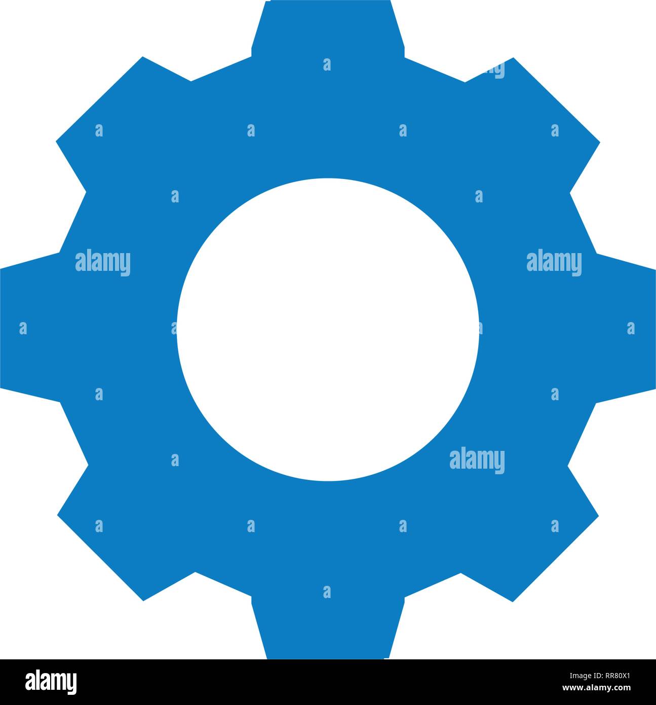 Settings icon, gear or cog simple blue icon. Vector illustration ...