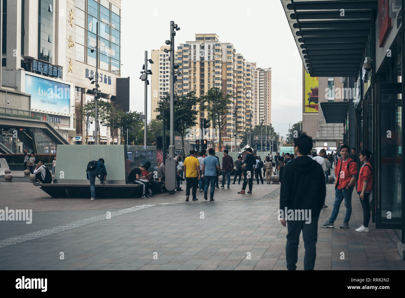 Shenzhen, China, Feb, 21, 2019: People walking at promenade at ...