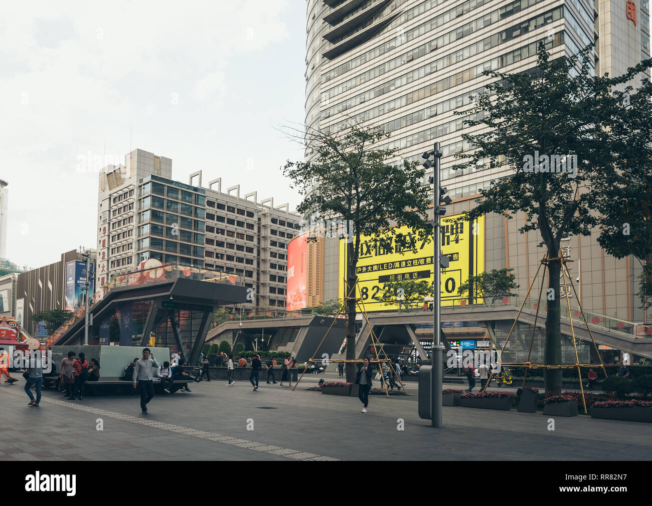 Shenzhen, China, Feb, 21, 2019: People walking at promenade at ...