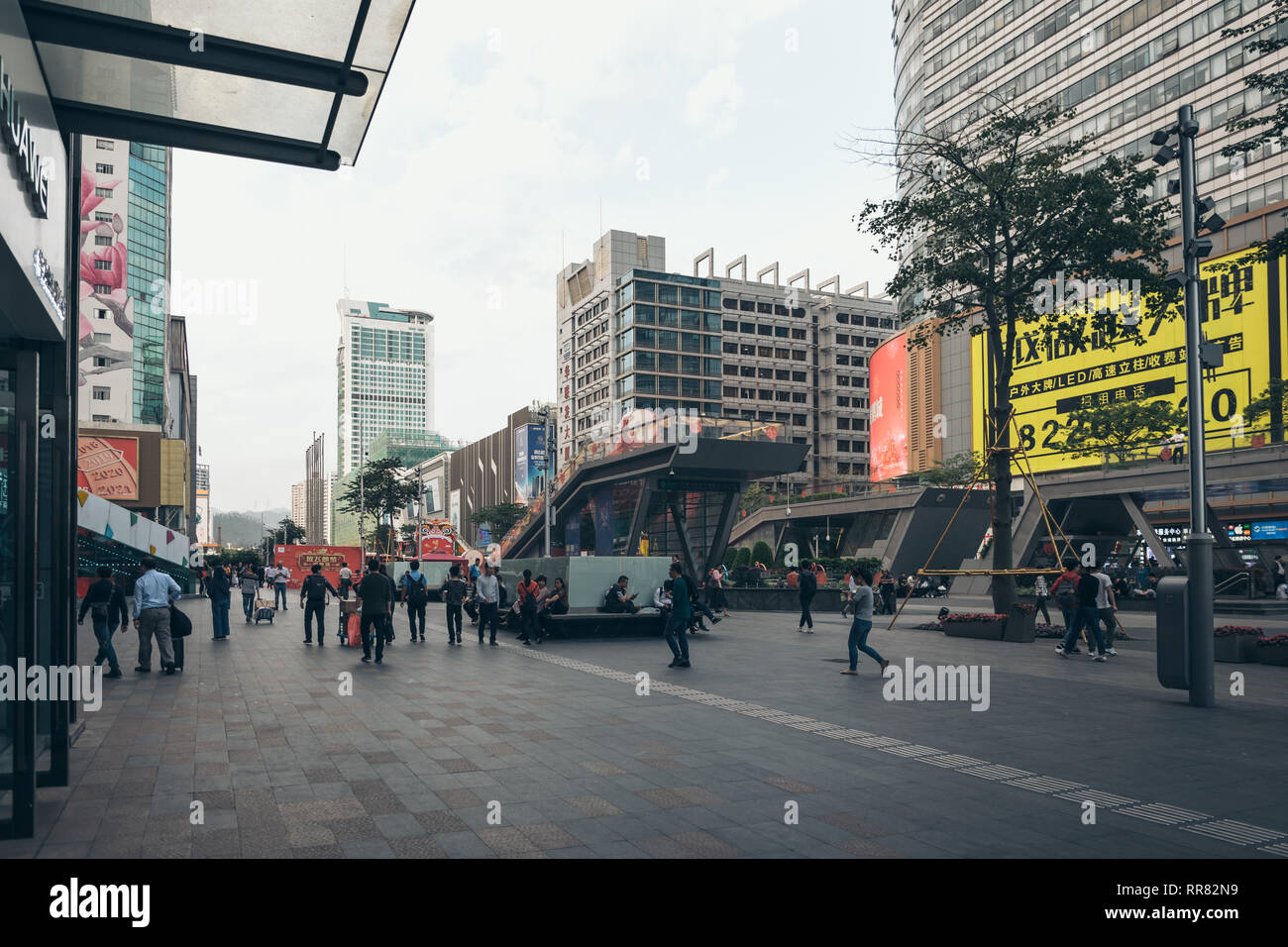 Shenzhen, China, Feb, 21, 2019: People walking at promenade at ...