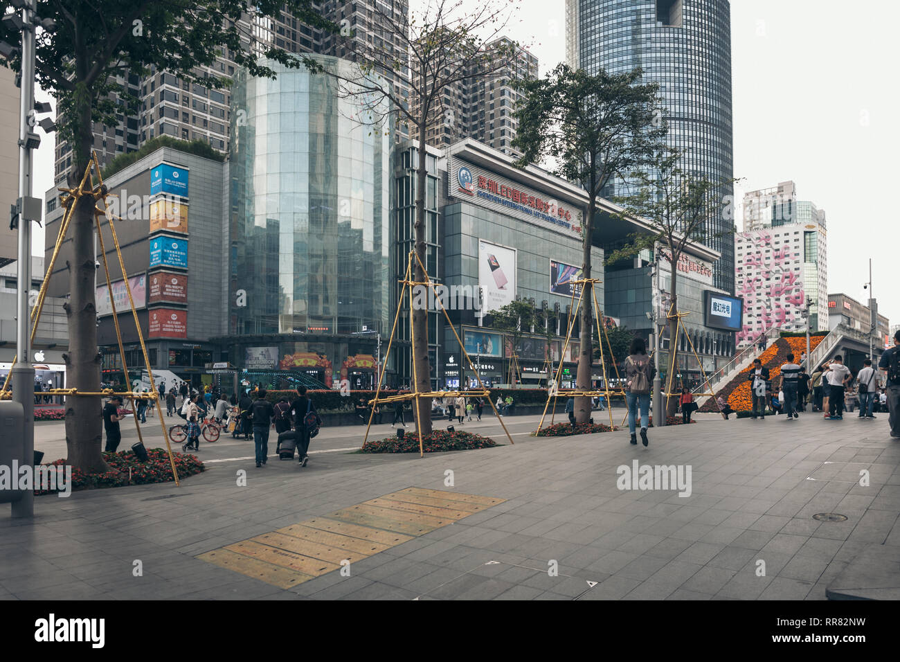 Shenzhen, China, Feb, 21, 2019: People walking at promenade at ...