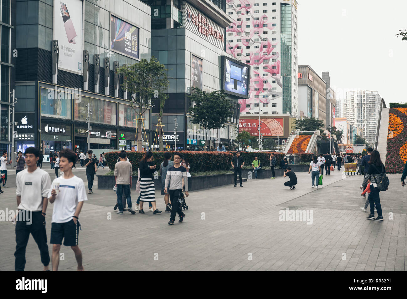 Shenzhen, China, Feb, 21, 2019: People walking at promenade at ...