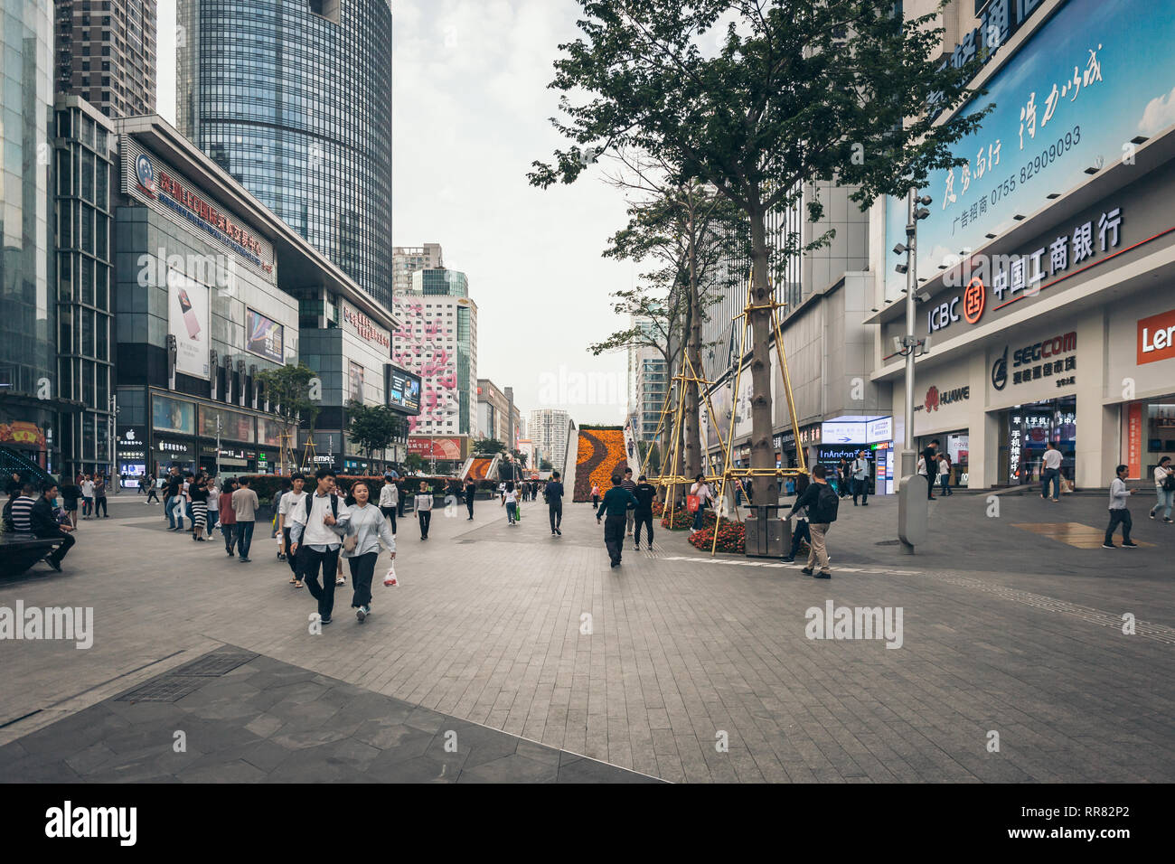 Shenzhen, China, Feb, 21, 2019: People walking at promenade at ...