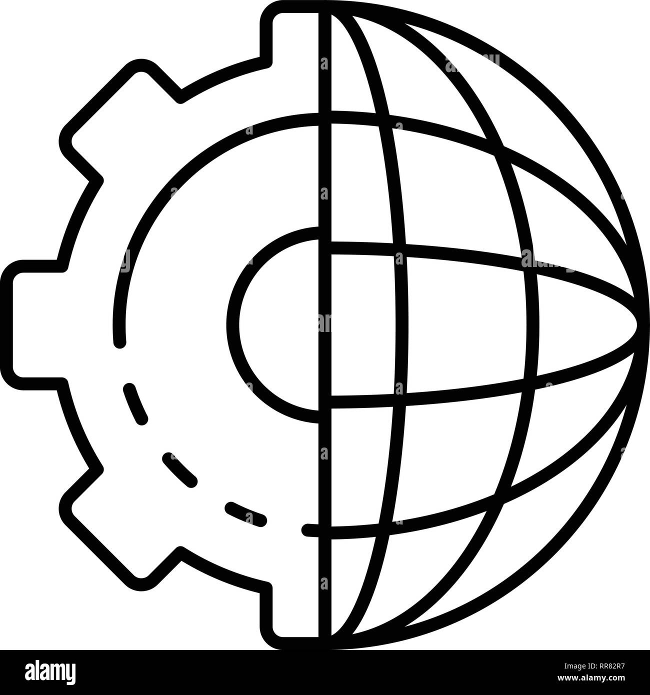 Global cog wheel icon, outline style Stock Vector Image & Art - Alamy