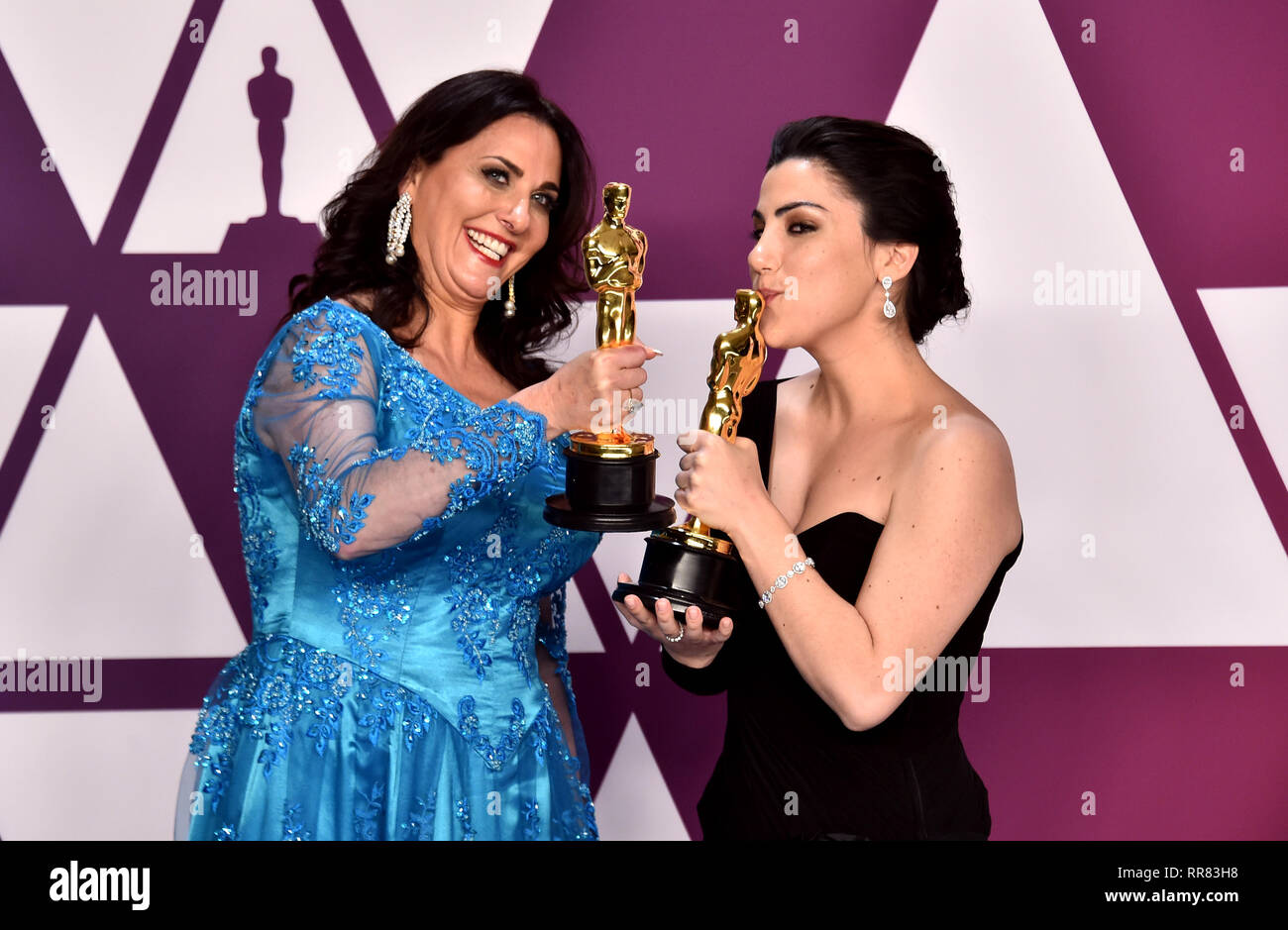 Melissa Berton and Rayka Zehtabchi with the award for best Documentary ...