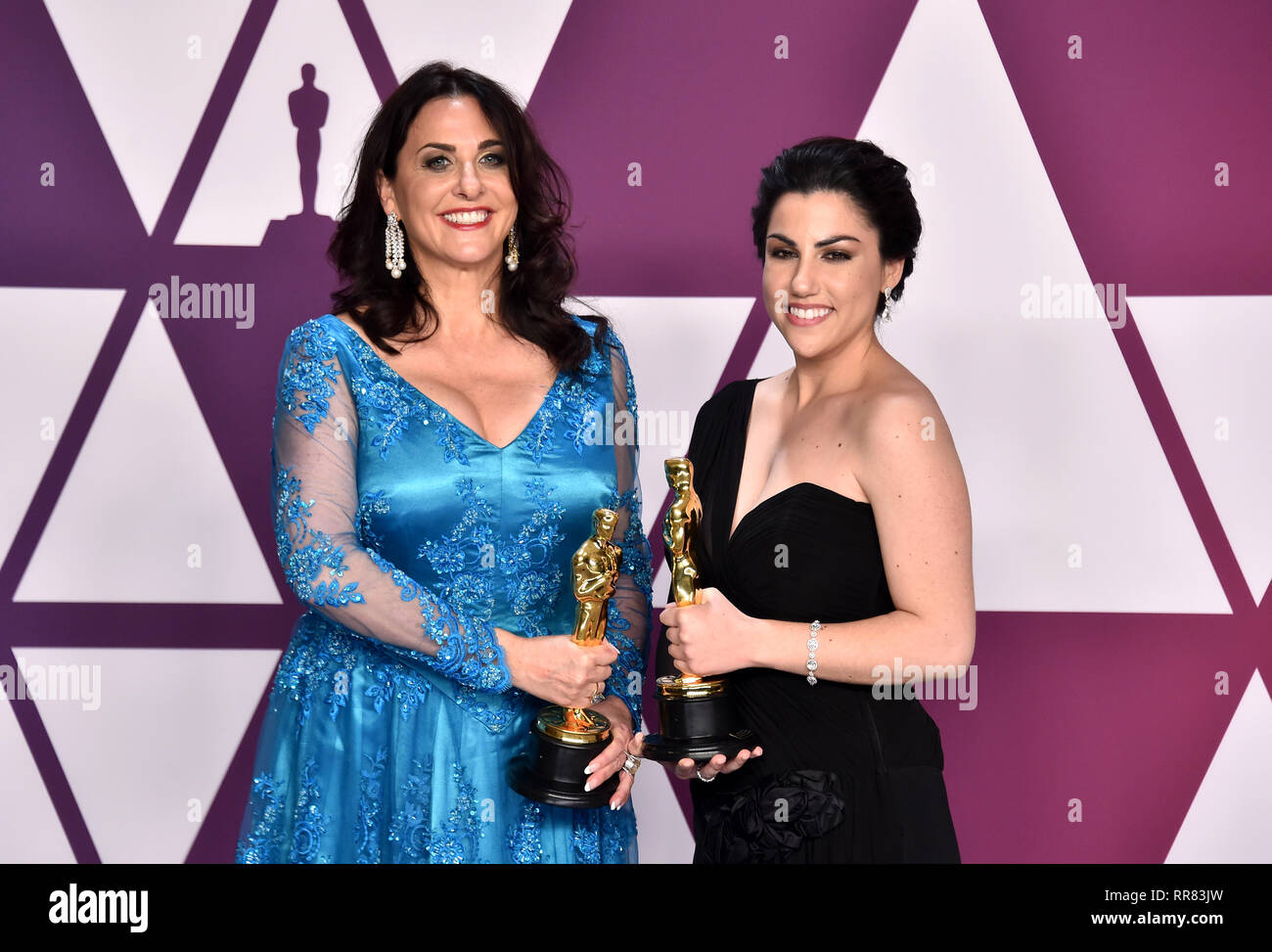 Melissa Berton and Rayka Zehtabchi with the award for best Documentary ...
