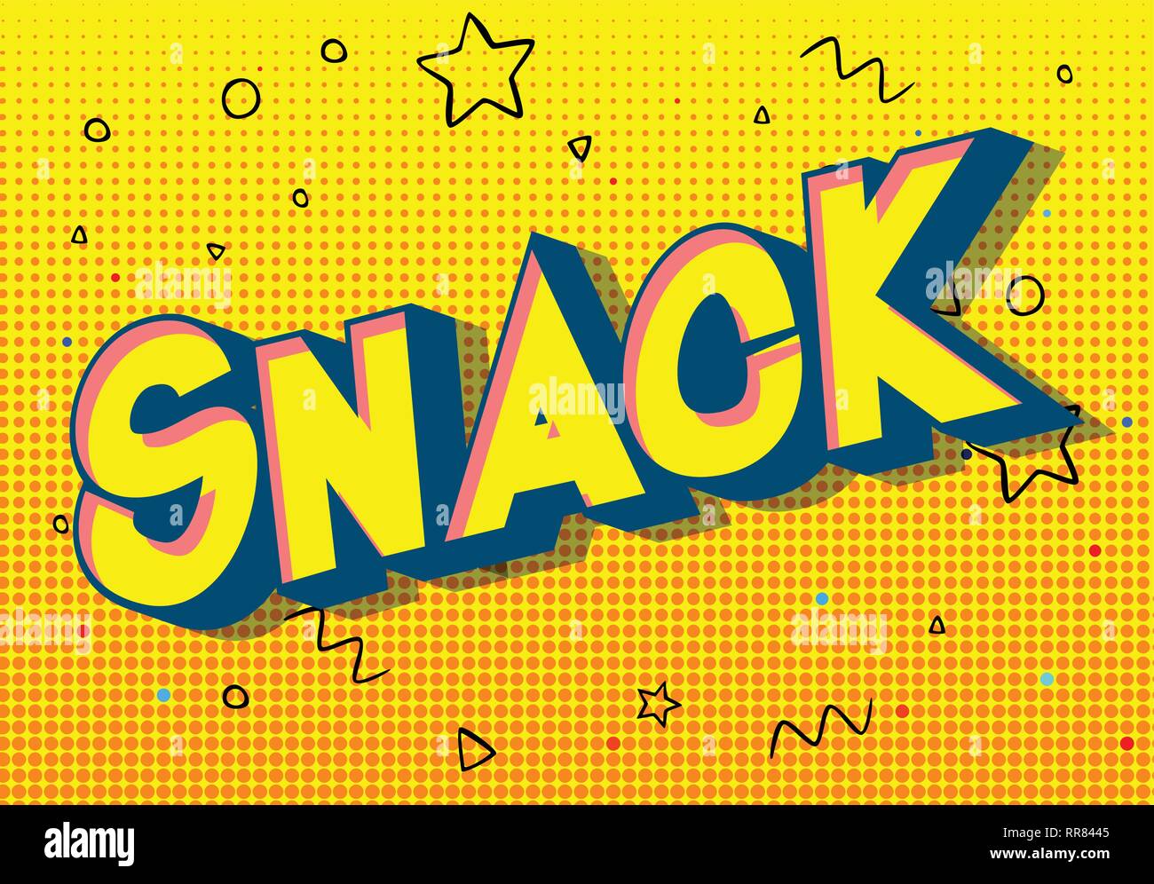 Snack - Vector illustrated comic book style phrase on abstract ...