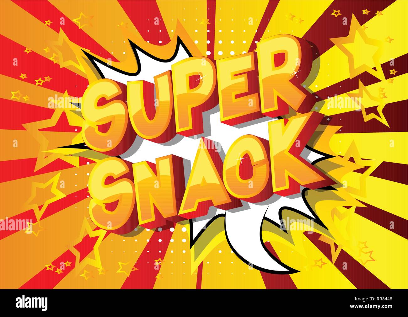 Super Snack - Vector illustrated comic book style phrase on abstract ...