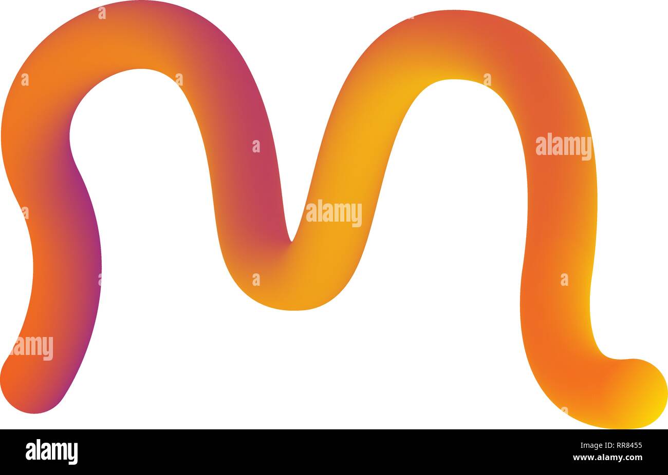 Abstract liquid shape. Alphabet lettering M in gradient yellow and red ...