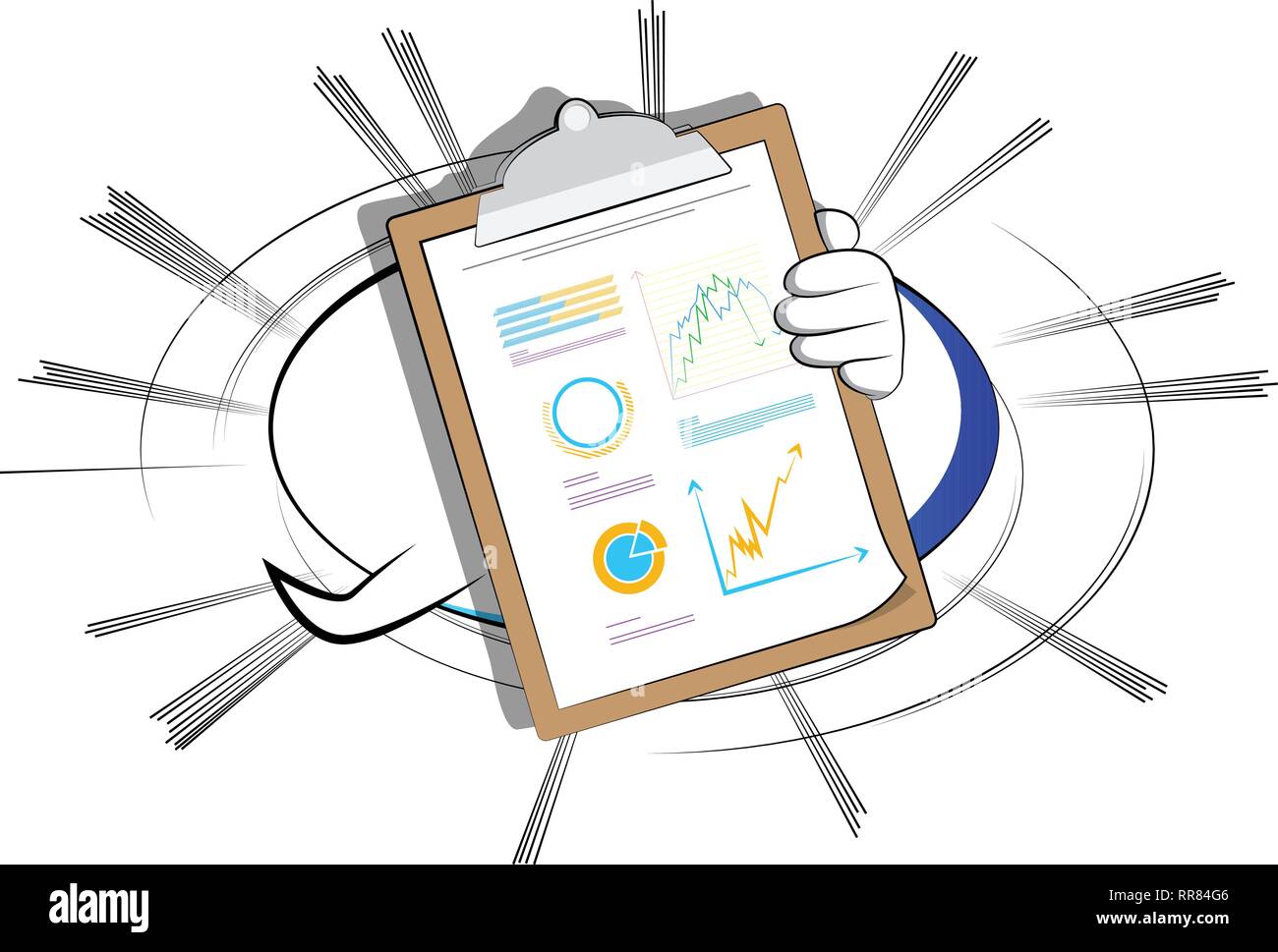 Vector cartoon hand holding finance report. Illustrated business hand ...