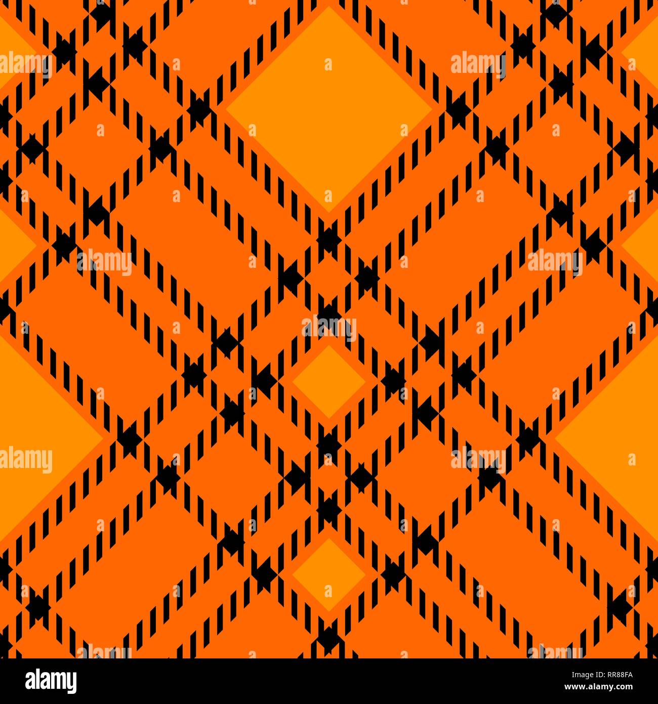 Minimal monochrome black orange seamless tartan check plaid pixel ...
