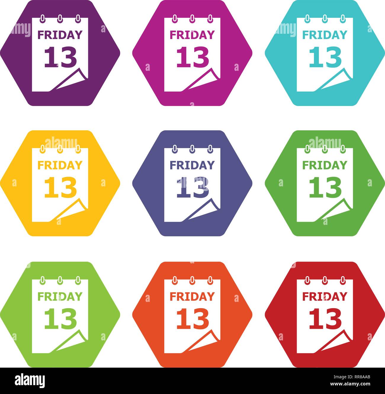 Friday calendar icons set 9 vector Stock Vector Image & Art - Alamy