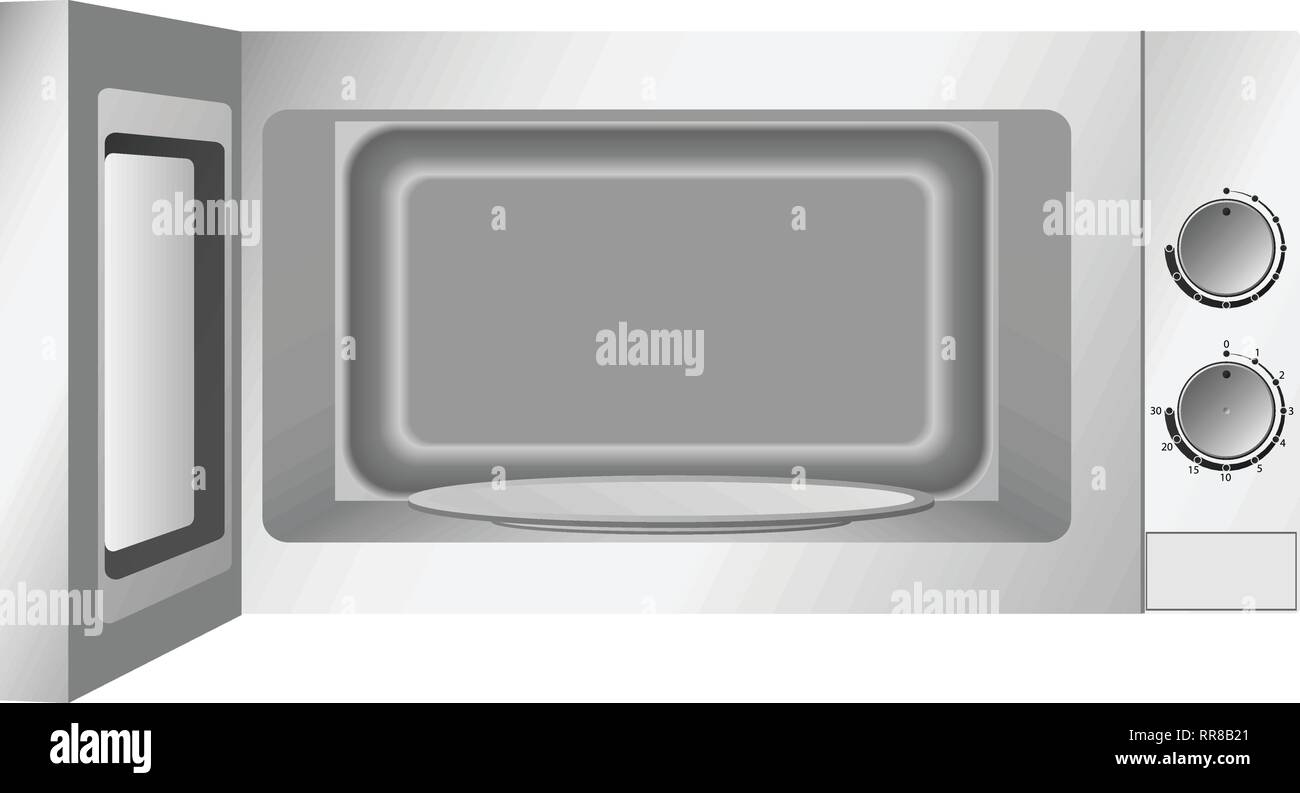 Modern open microwave icon. Realistic illustration of modern open ...