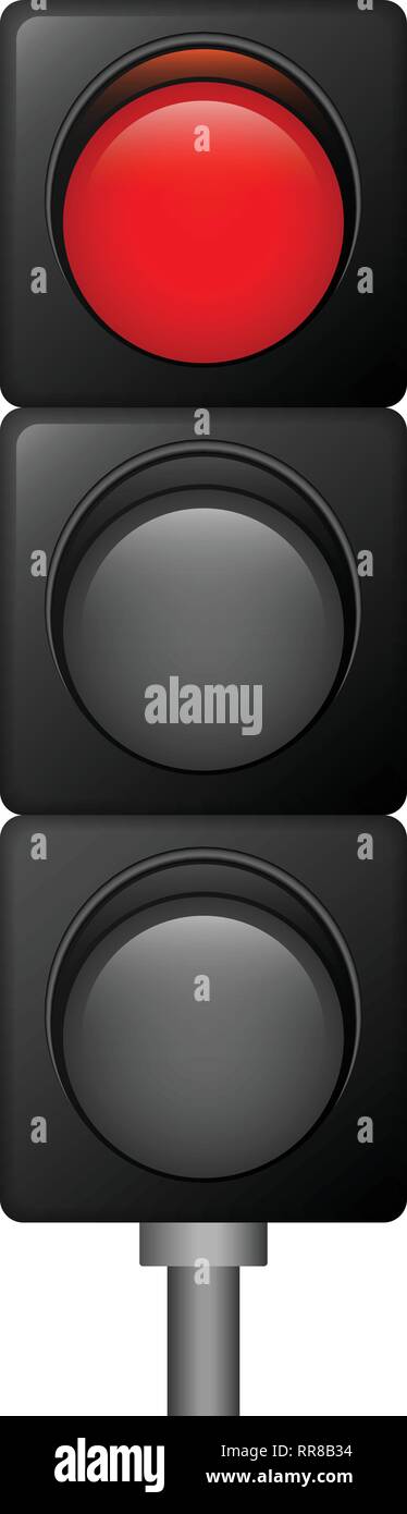 Red color traffic lights icon. Realistic illustration of red color ...