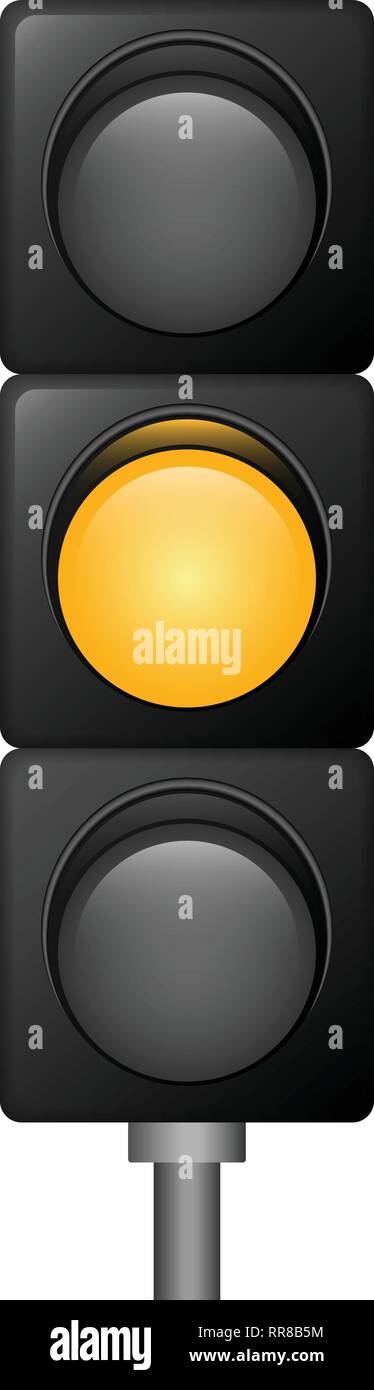 Yellow color traffic lights icon. Realistic illustration of yellow ...