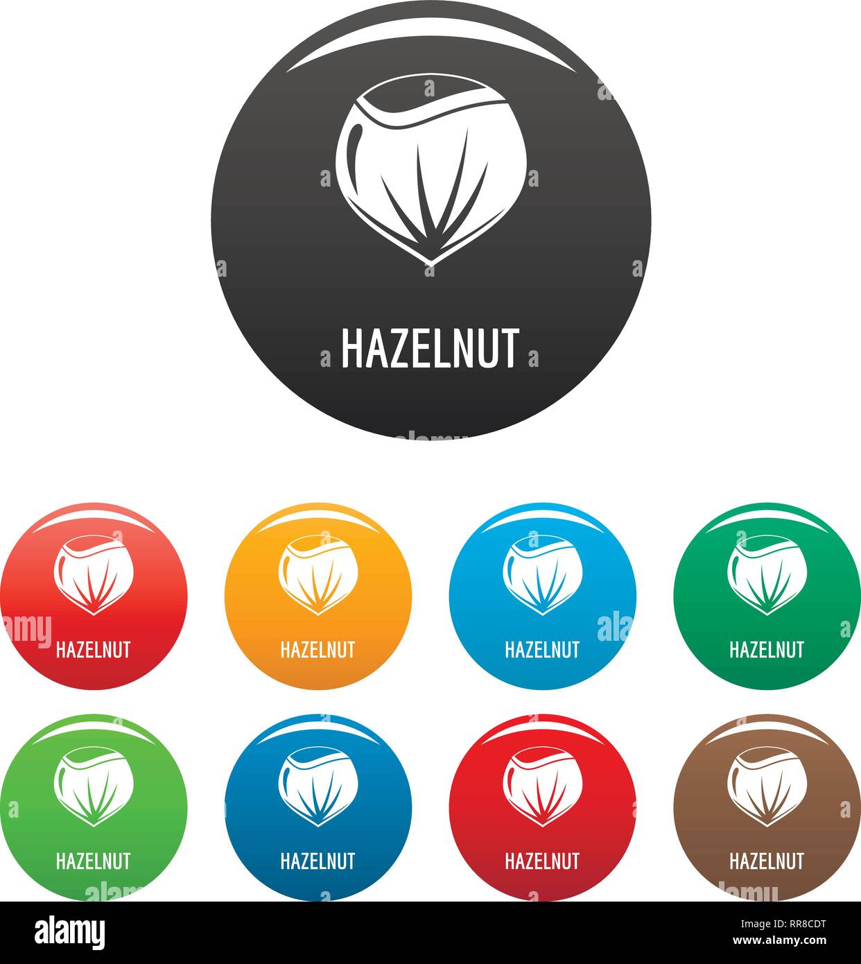 Hazelnut icons set 9 color vector isolated on white for any design ...