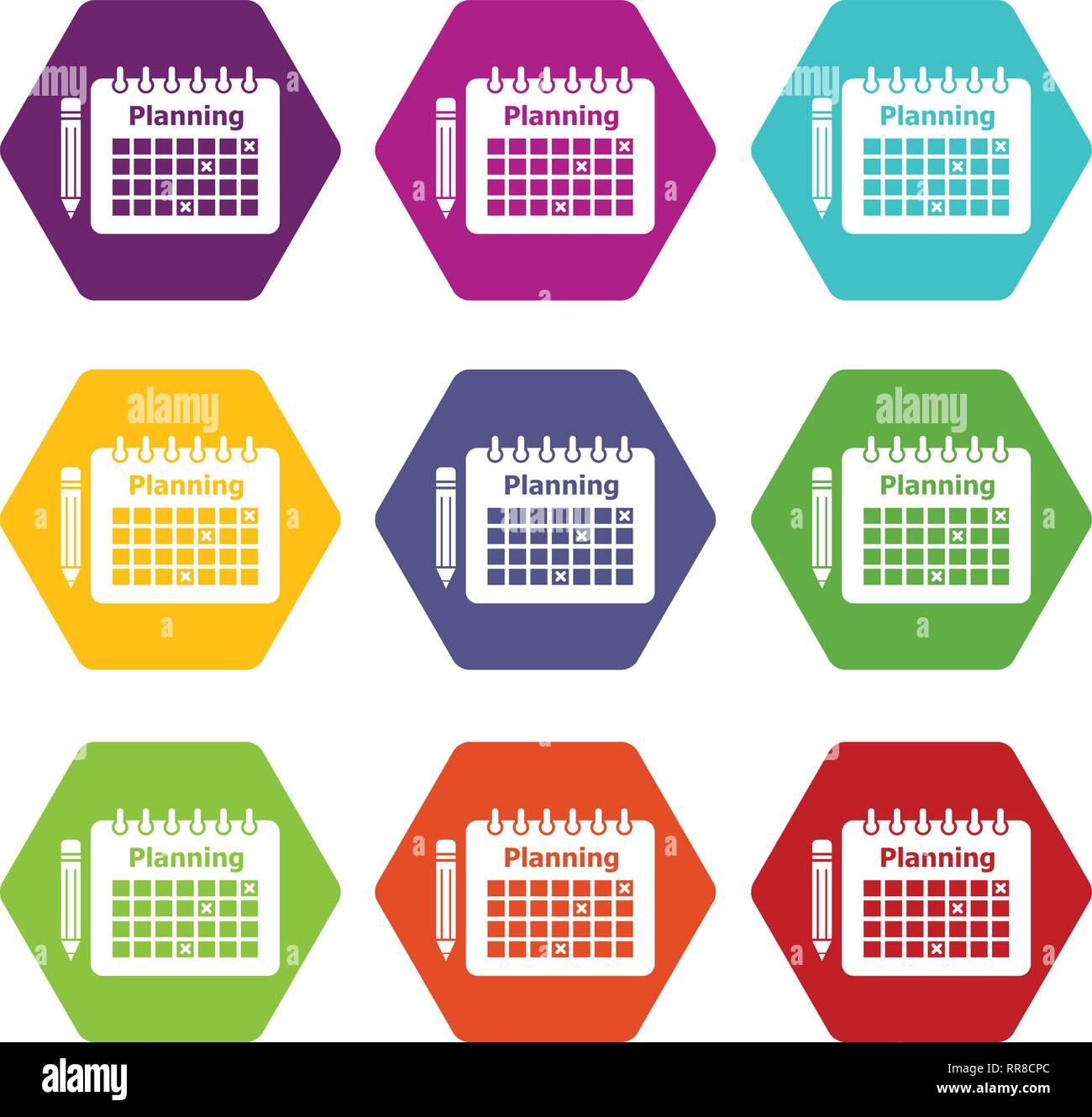 Planning icons set 9 vector Stock Vector Image & Art - Alamy