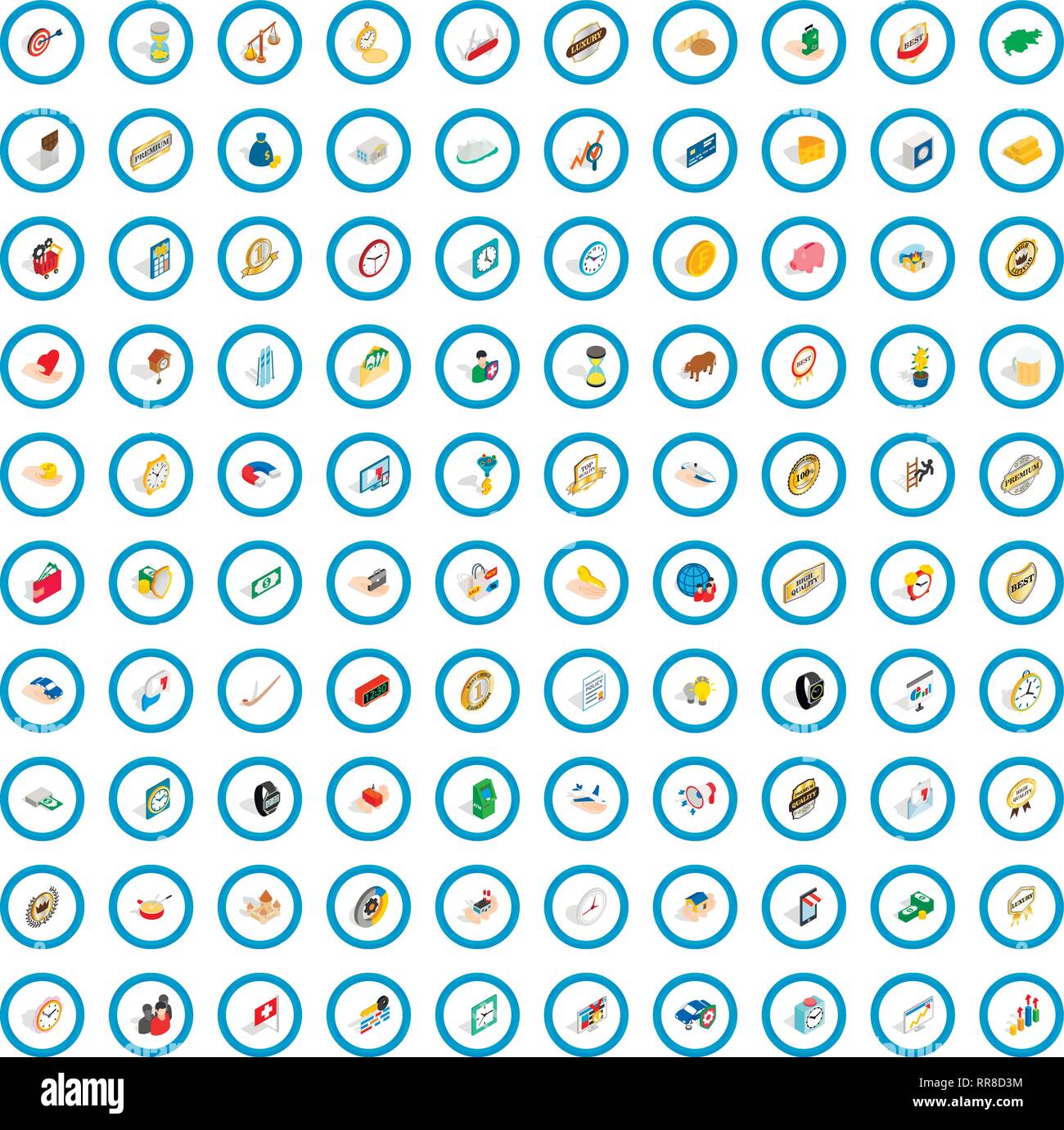 100 coin icons set, isometric 3d style Stock Vector Image & Art - Alamy