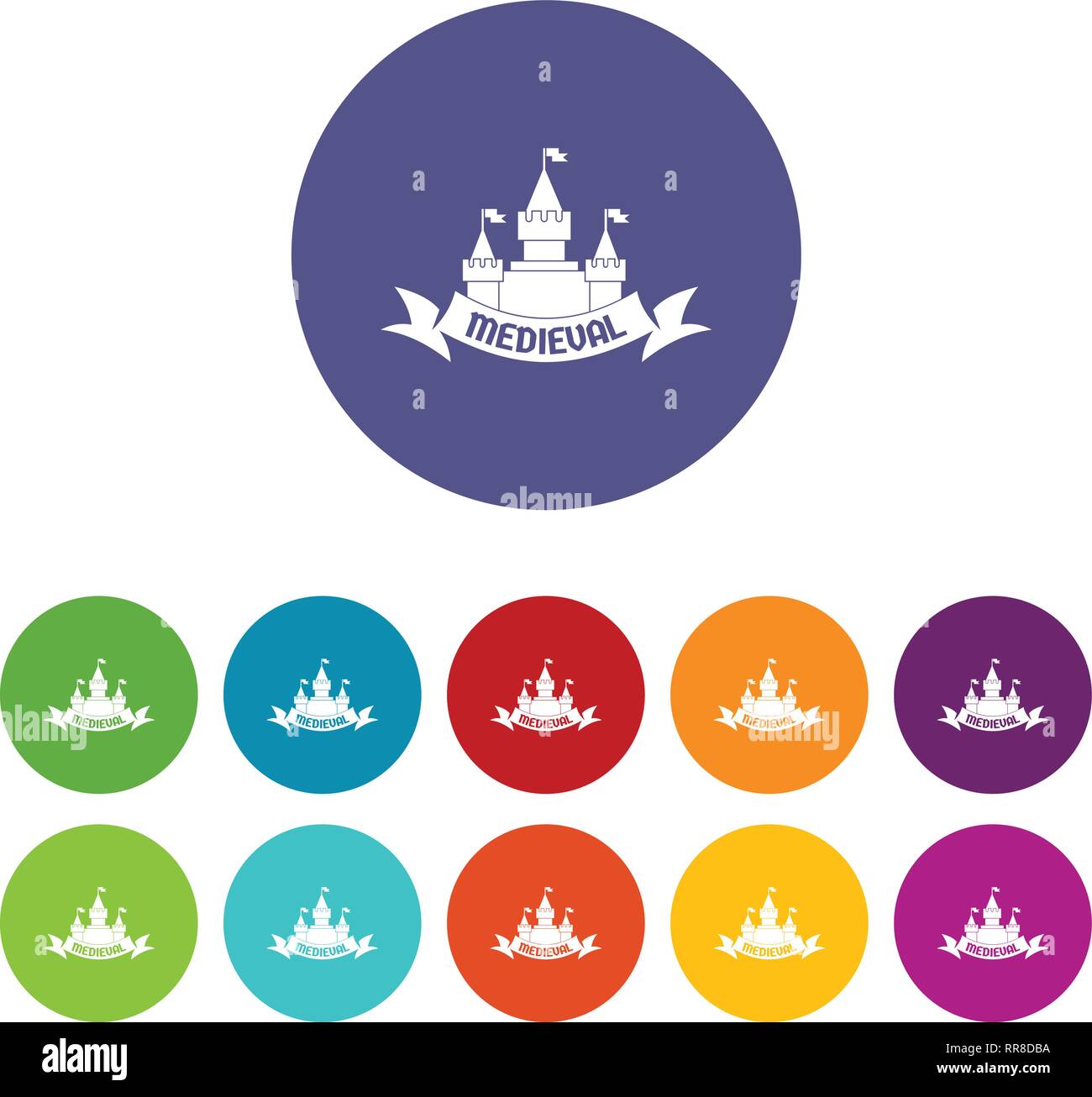 Castle icons set vector color Stock Vector Image & Art - Alamy
