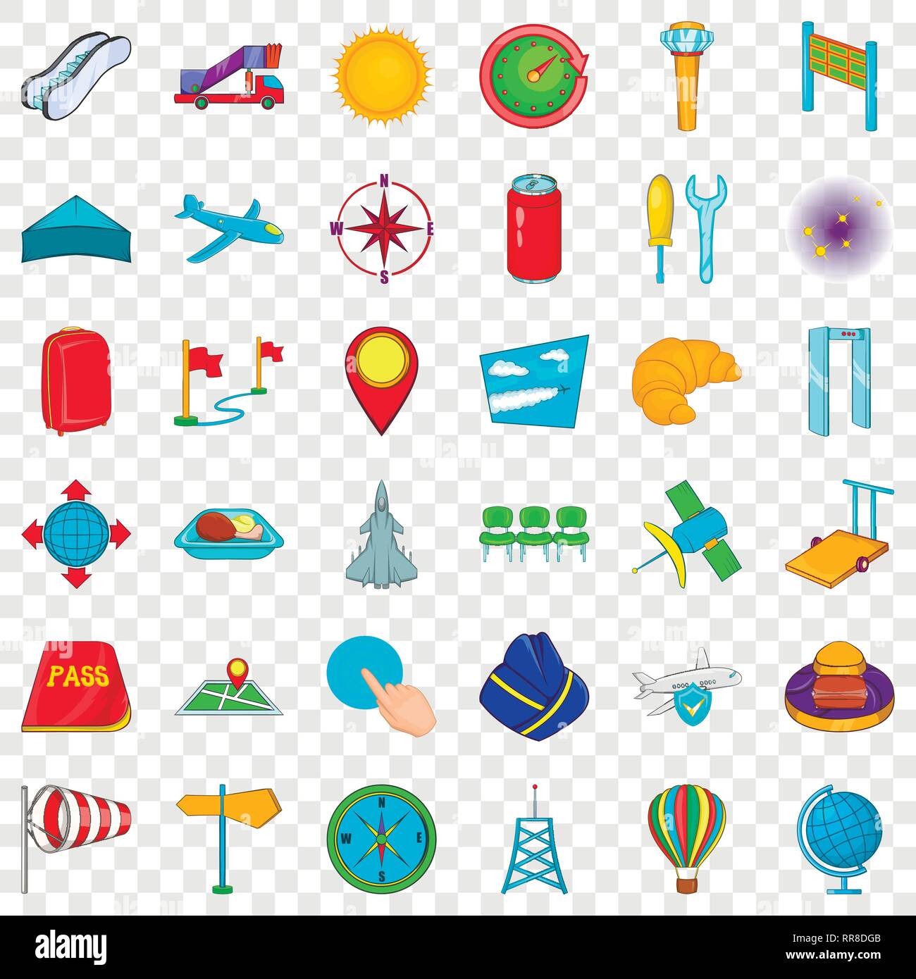 Aviation icons set, cartoon style Stock Vector Image & Art - Alamy