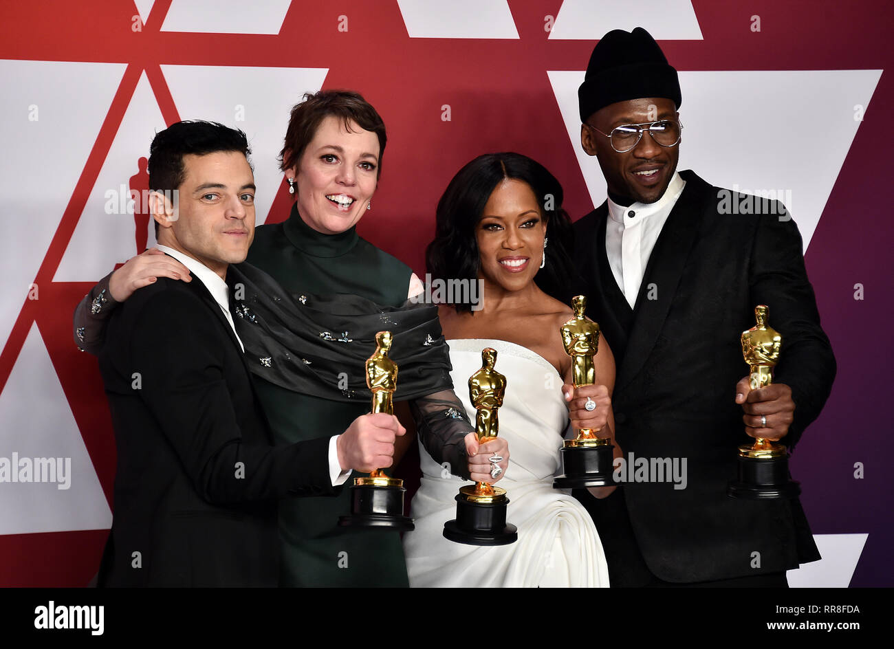 Rami Malek, Olivia Colman, Mahershala Ali and Regina King in the press ...