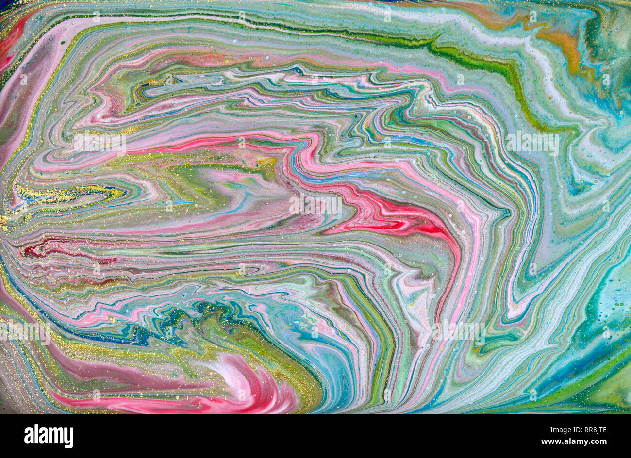 Pink, mint and gold marbling pattern. Golden marble liquid texture ...