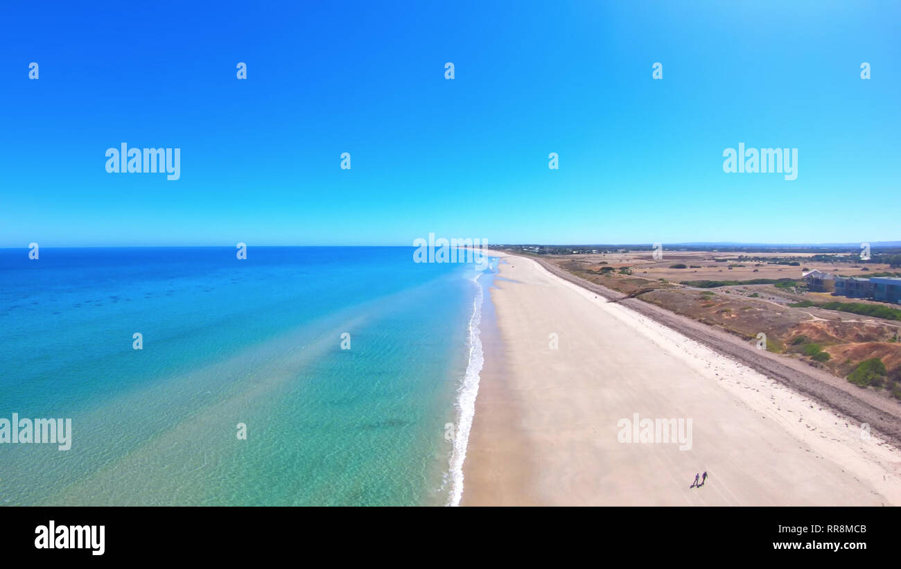 Drone aerial view of Australian wide open beach and coastline, taken at ...
