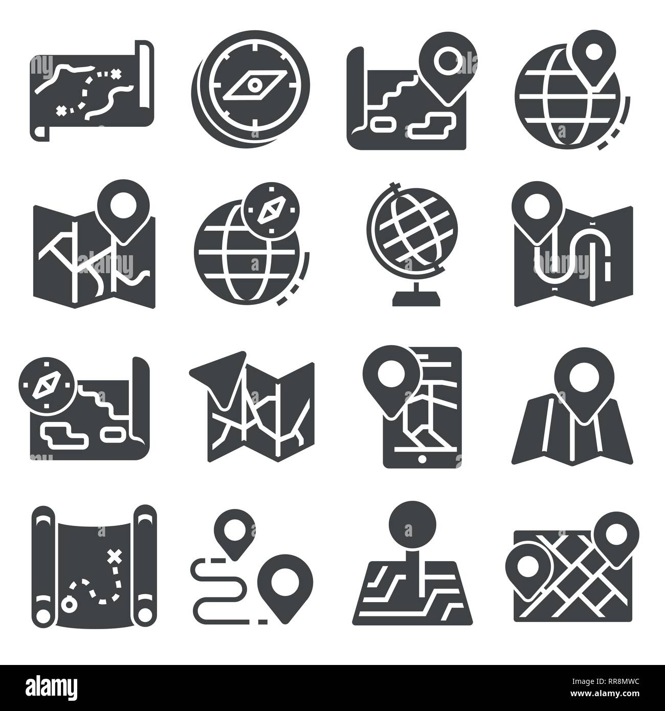 Map icons location white hi-res stock photography and images - Alamy