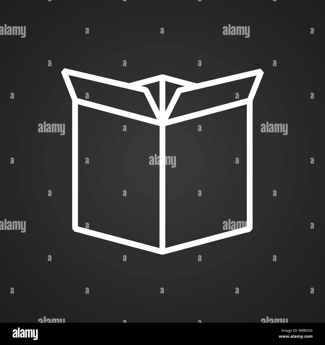 Box line icon on black background for graphic and web design, Modern ...