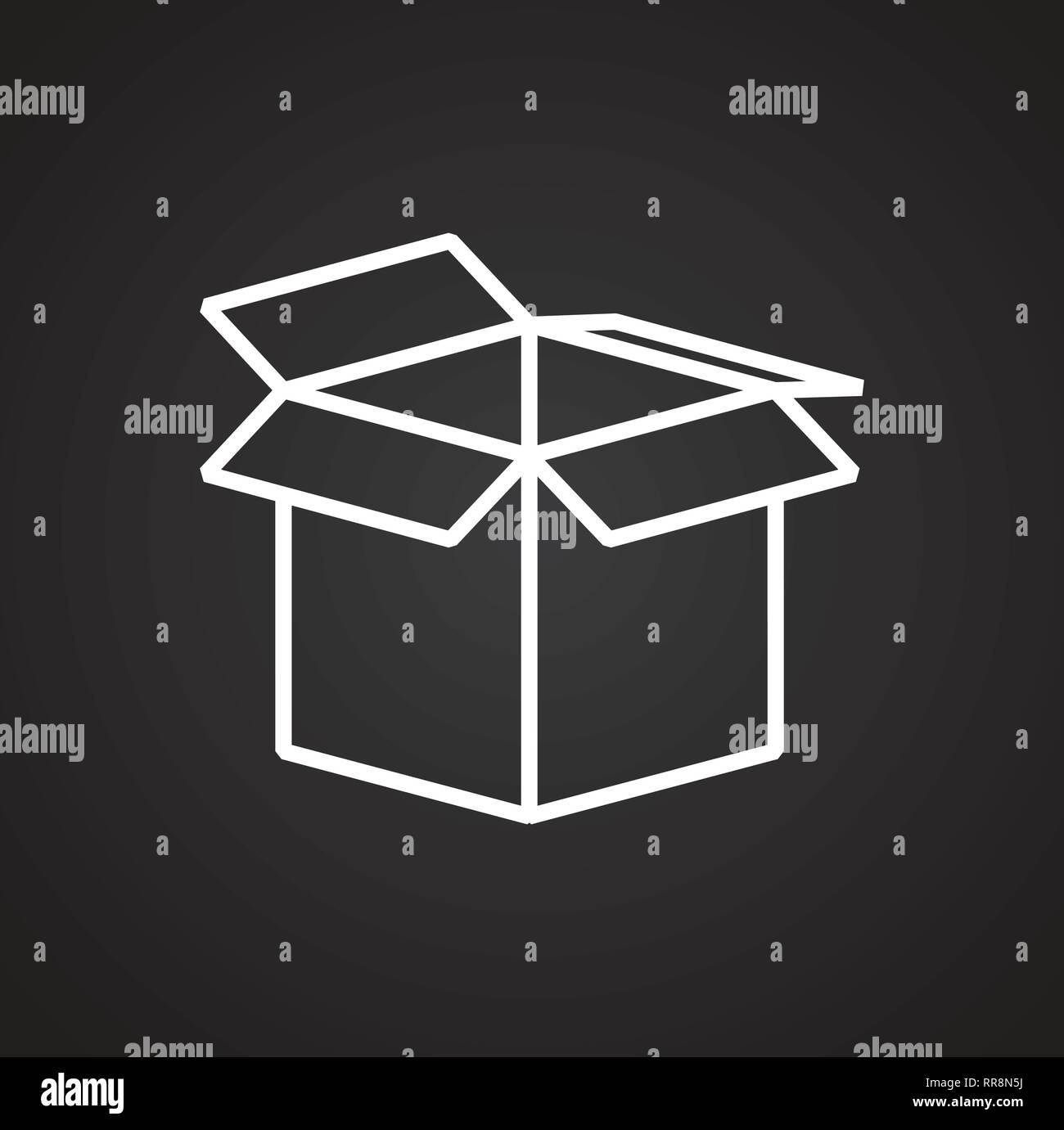 Box line icon on black background for graphic and web design, Modern ...