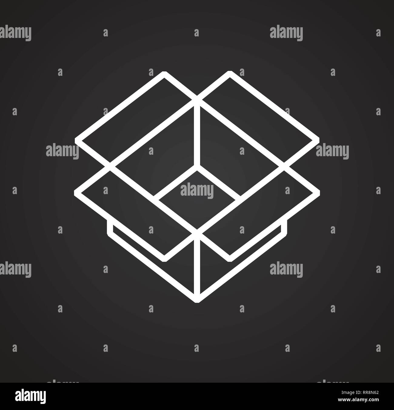 Box line icon on black background for graphic and web design, Modern ...