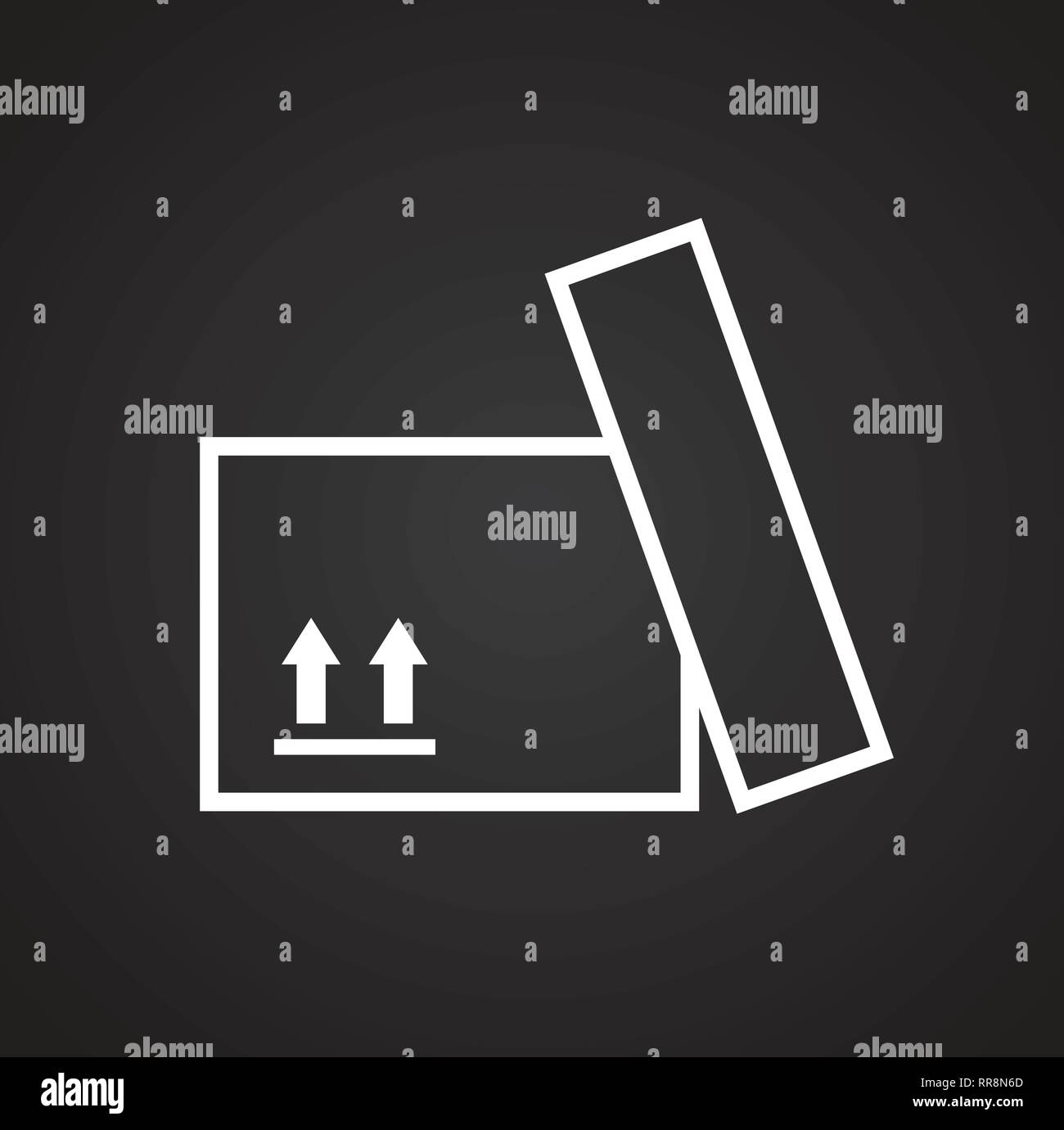 Box line icon on black background for graphic and web design, Modern ...