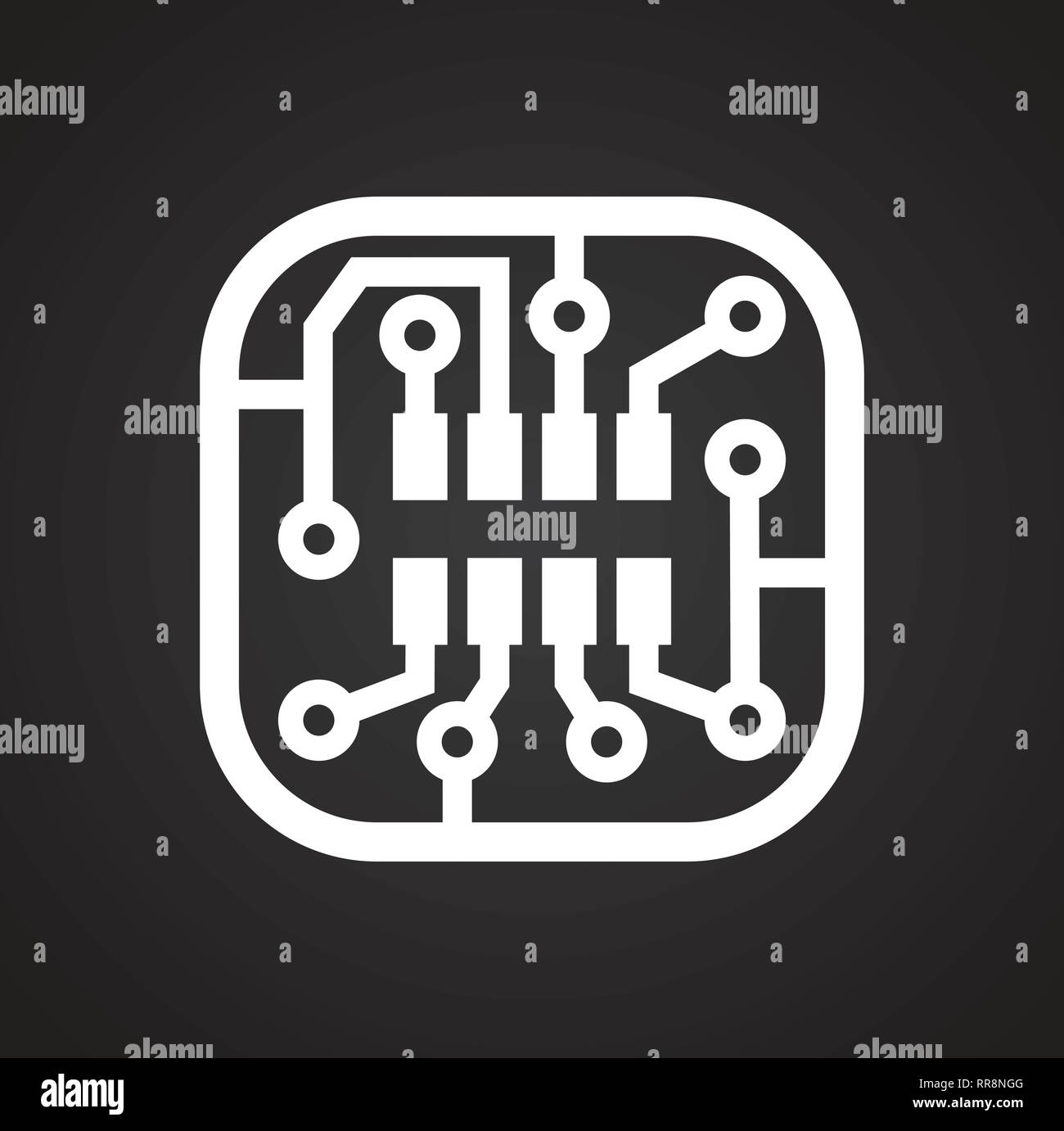 Electronic circuit icon on black background for graphic and web design ...